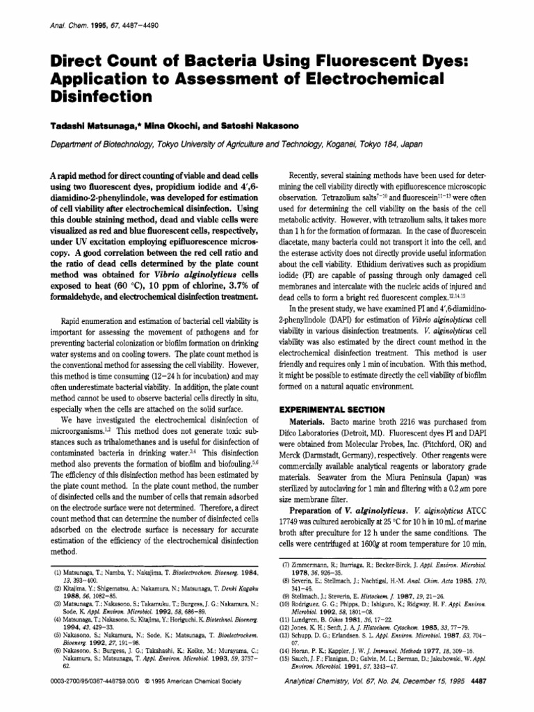 Direct Count of Bacteria Using Fluorescent Dyes Application To ...