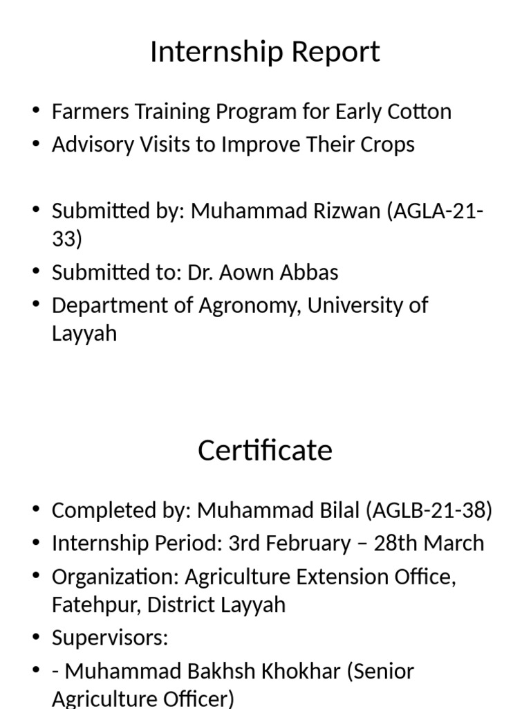 Internship Report Presentation | PDF | Wheat | Agriculture