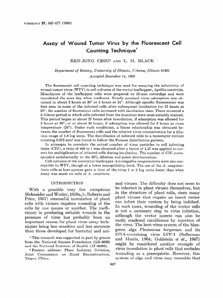 Assay of Wound Tumor Virus by The Fluorescent Cell Counting Technique ...