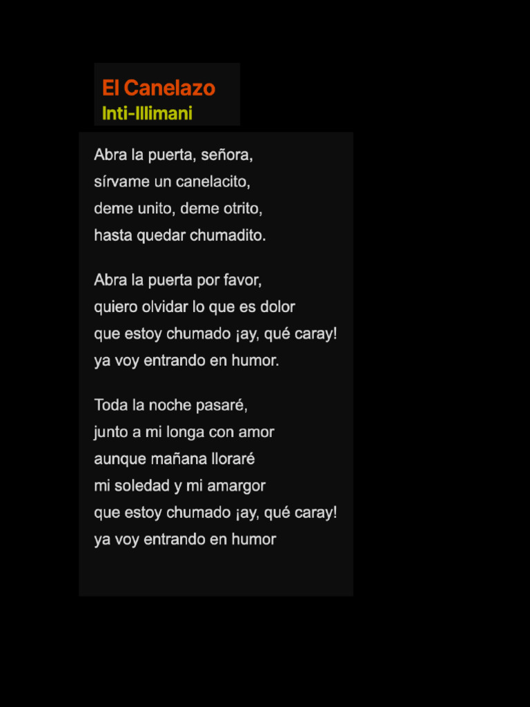 El Canelazo Letra | PDF