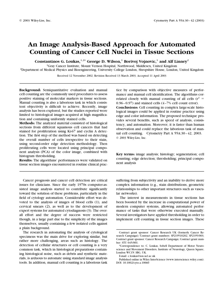 An Image Analysis-based Approach for Automated Counting of Cancer Cell Nuclei in Tissue Sections ...