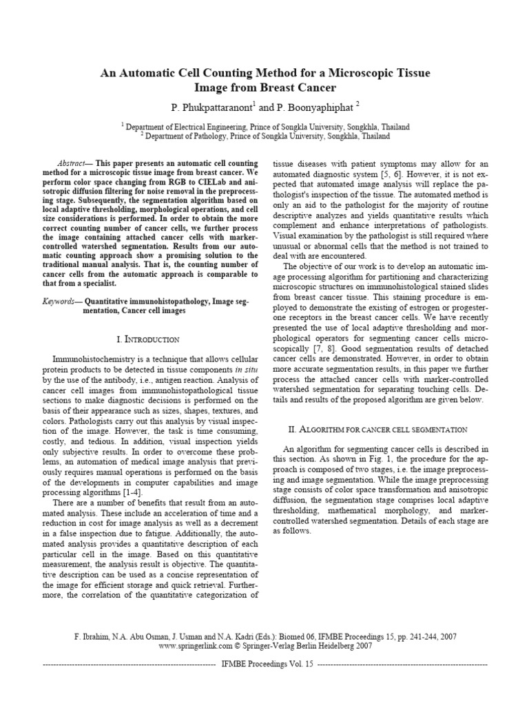 An Automatic Cell Counting Method For A Microscopic Tissue Image From ...