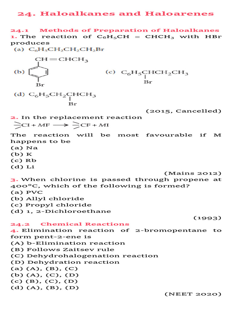 Haloalkanes and Haloarenes Overview | PDF | Ether | Chlorine