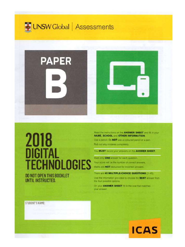 Digital B 2018 A With Answers Official | PDF