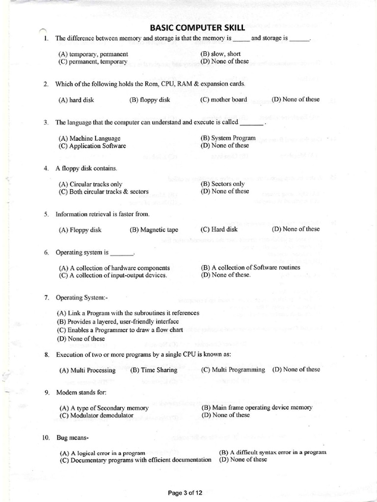 Osssc Computer Pyq | PDF