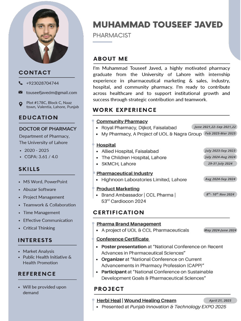 Blue CV Touseef | PDF