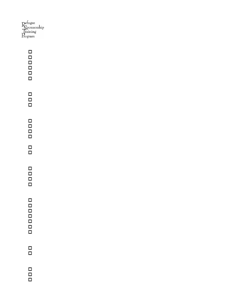 Refugee Sponsorship - Arrival Checklist | PDF