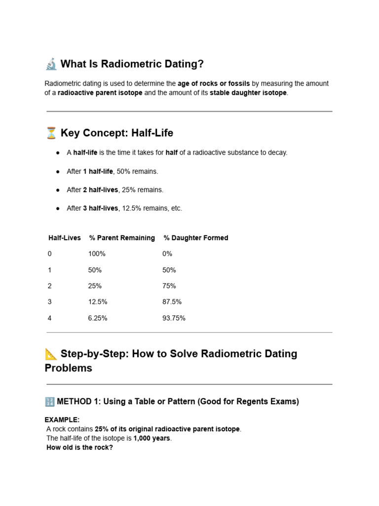 Radiometric Dating: Calculation Guide | PDF
