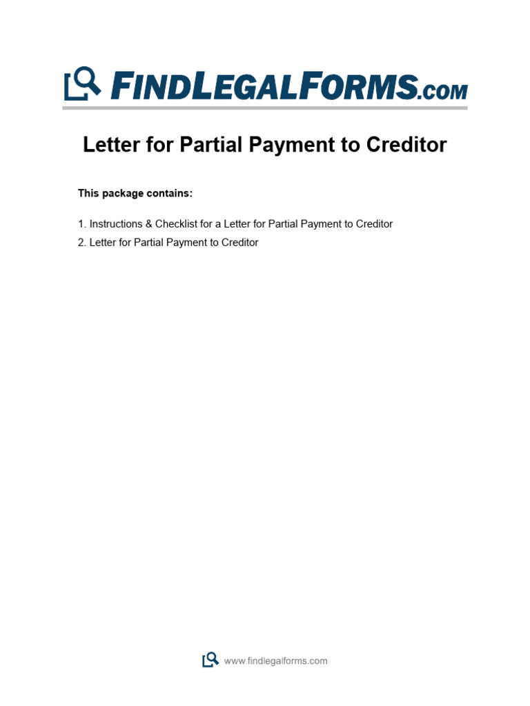 Letter For Partial Payment To Creditor | PDF