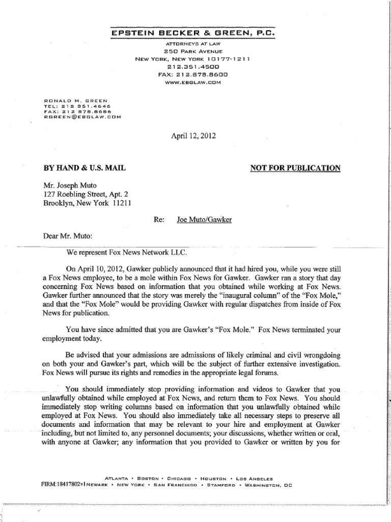 Fox News Joe Muto Letter | PDF | Cyberspace | Computing