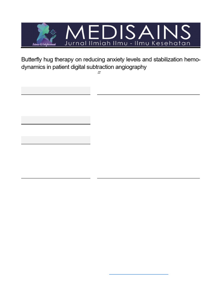 Butterfly Hug Therapy Reduces Anxiety in DSA | PDF | Hemodynamics ...