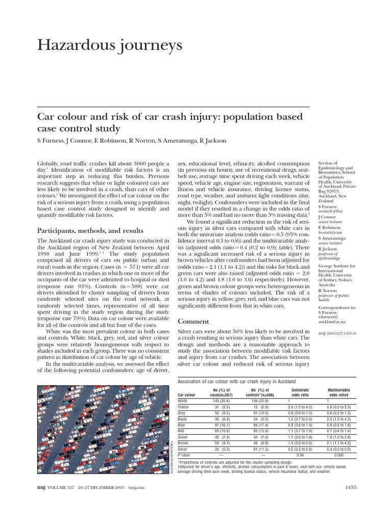 Car Color Impact on Crash Injury Risk | PDF | Traffic Collision | Risk