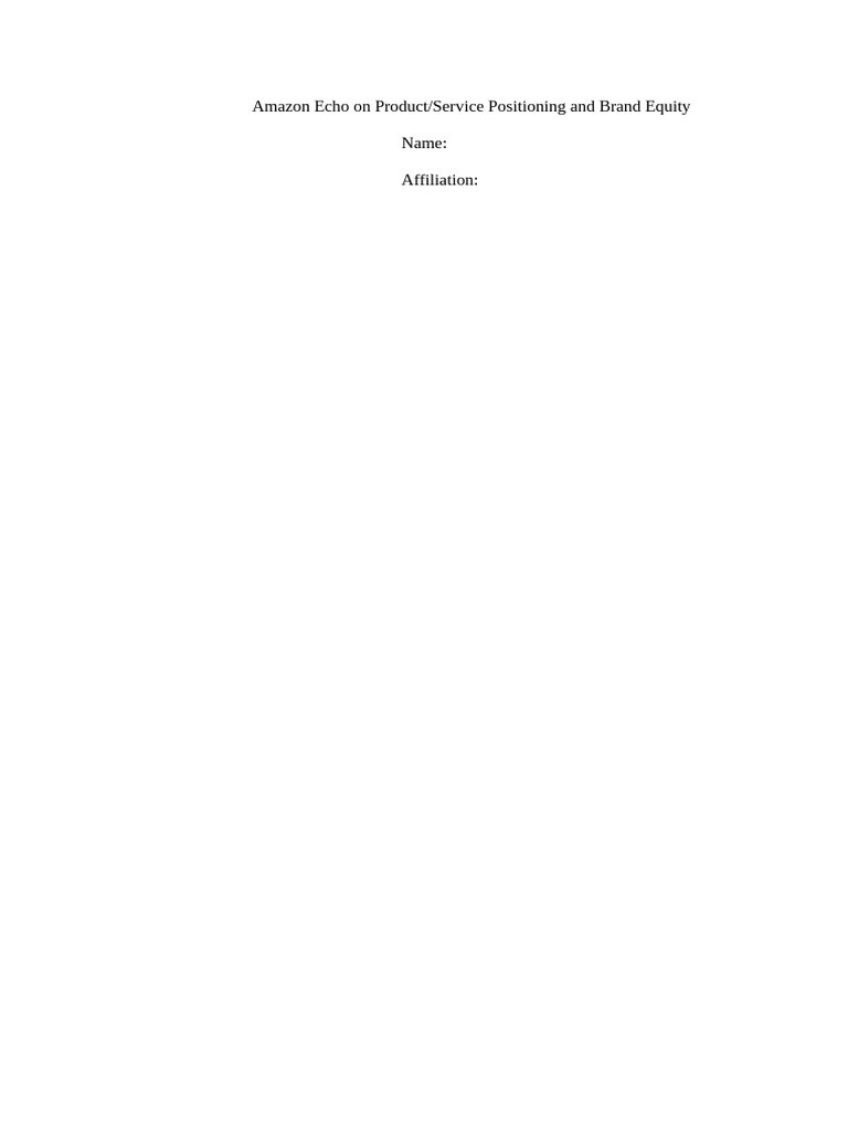 Amazon Echo: Positioning & Brand Equity | PDF | Amazon Echo | Brand