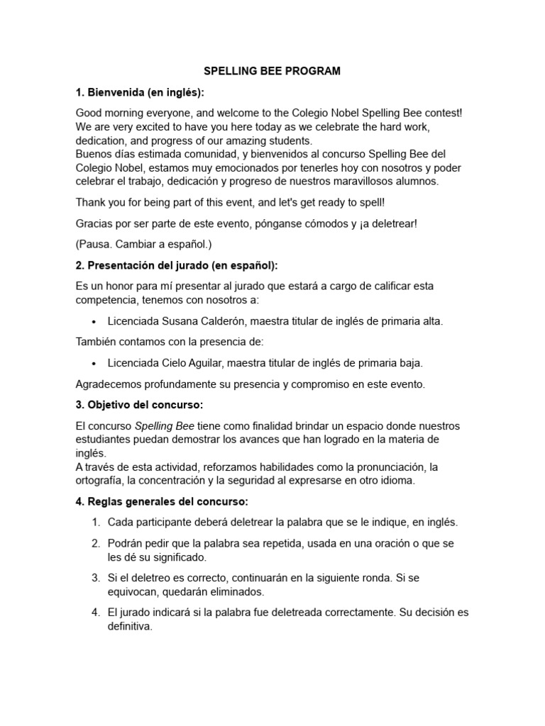 Spelling Bee Program | PDF | Lingüística