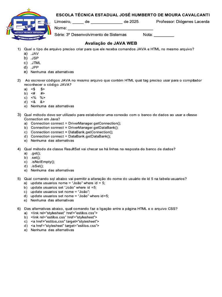 Prova Java Web | PDF