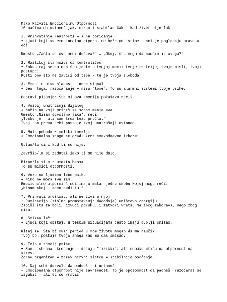 Kako Razviti Emocionalnu Otpornost | PDF
