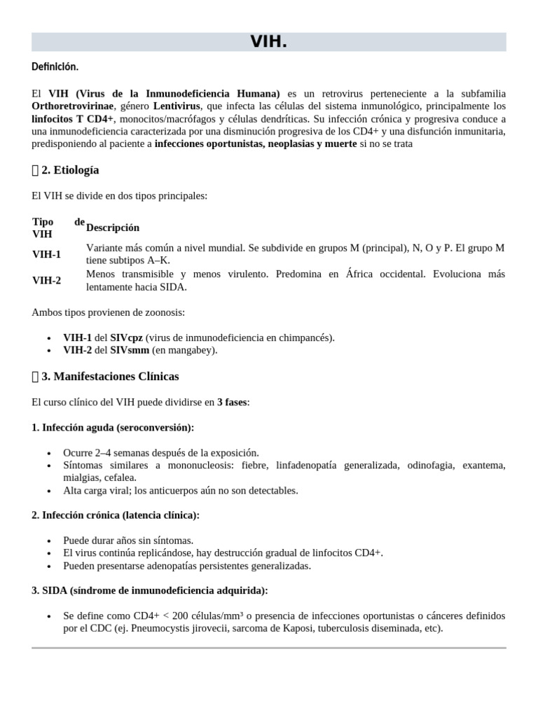 Síntomas y etapas del VIH/SIDA | PDF | VIH | VIH / SIDA