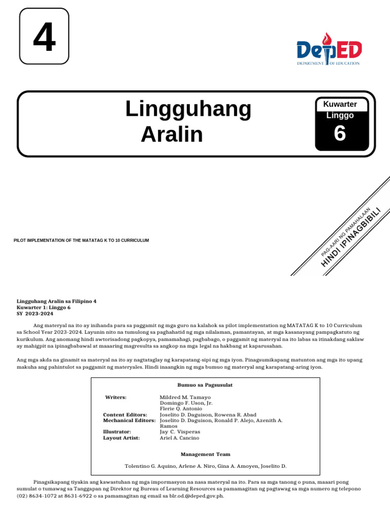 LE Filipino4 Q1 Week6 The Revised One | PDF