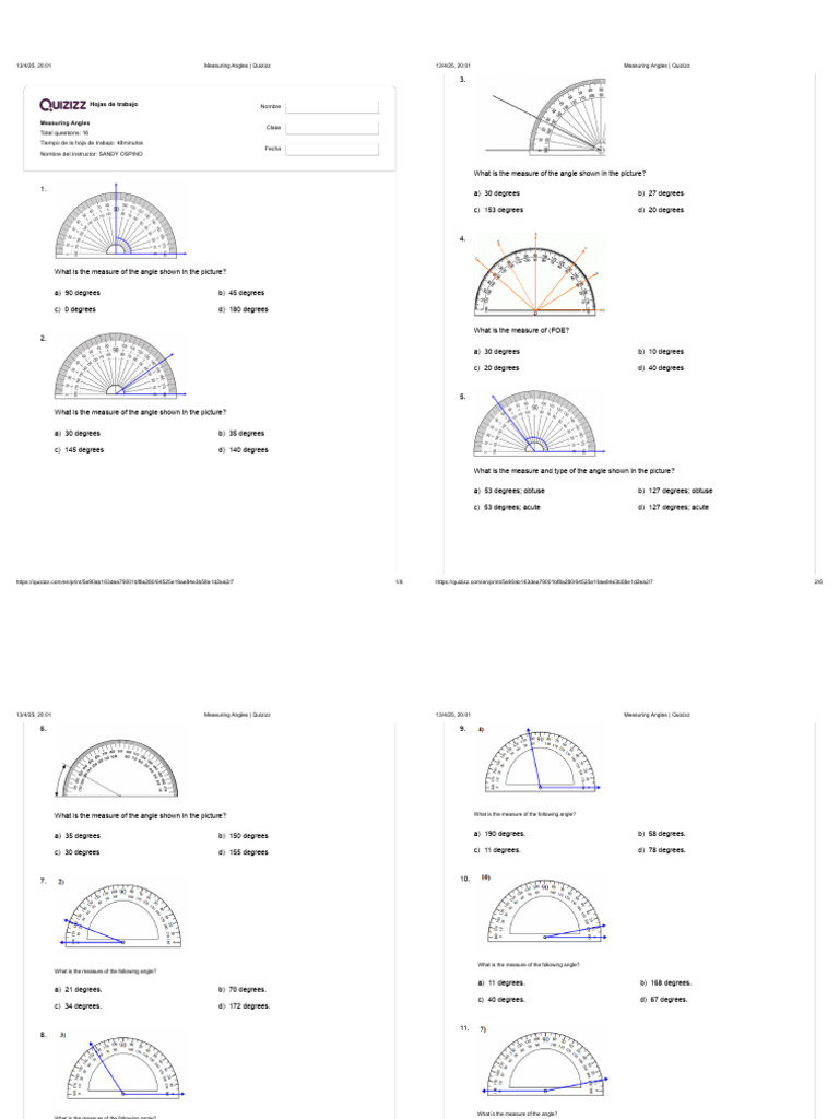 Quizizz - Measuring Angles | PDF | Chess Theory | Chess