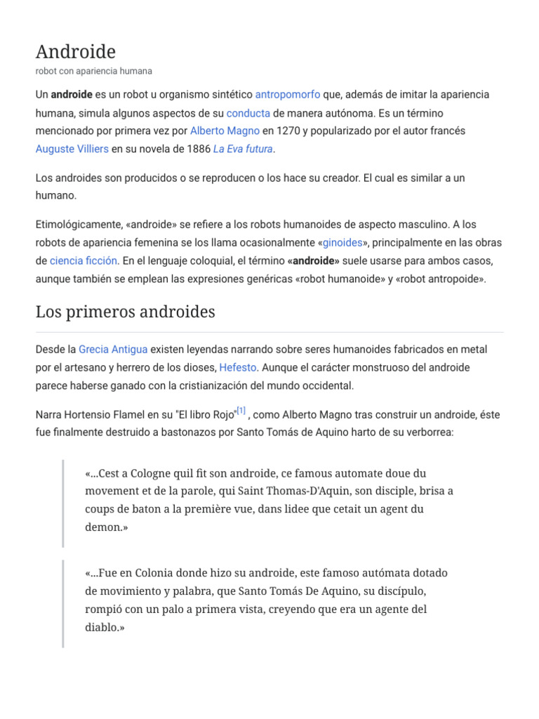 Qué es un androide: definición y contexto | PDF | Android (robot ...