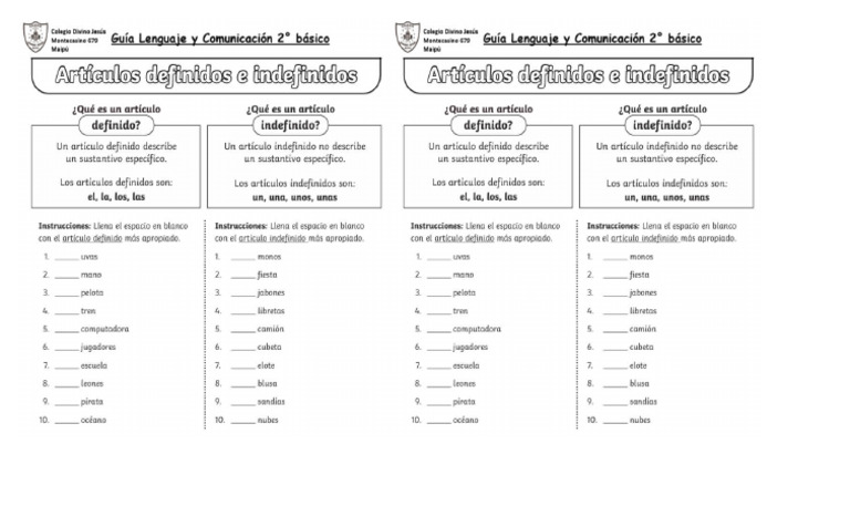 Artículos Definidos e Indefinidos | PDF