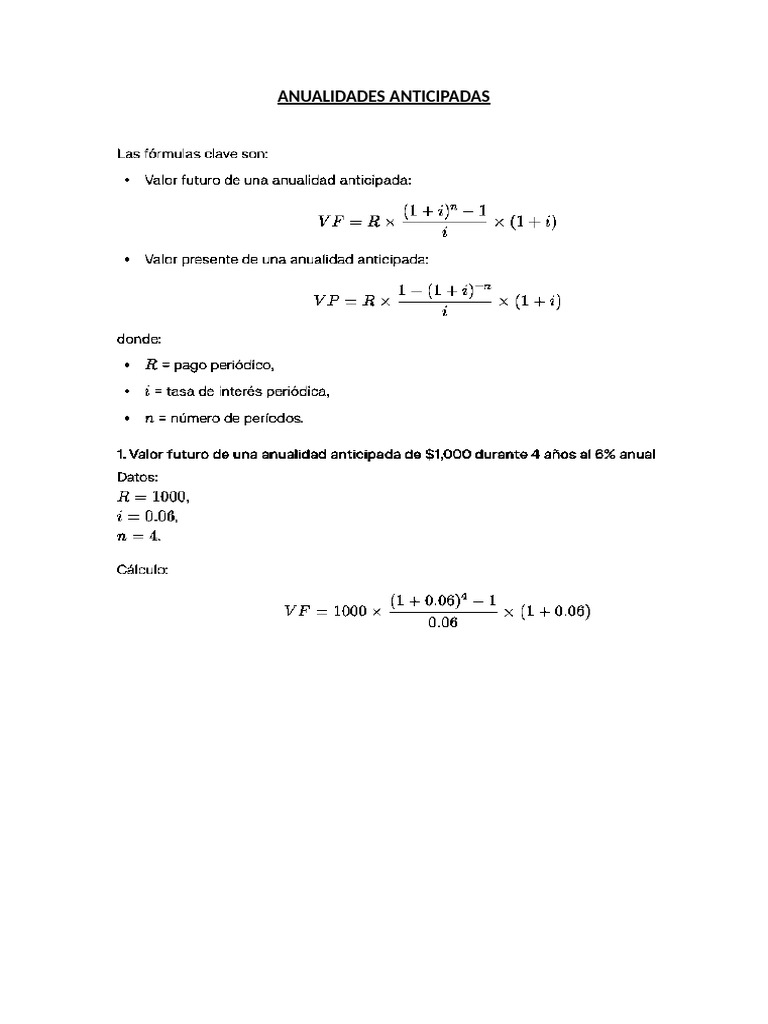 Anualidades Anticipadas-Anualidades Vencidas | PDF