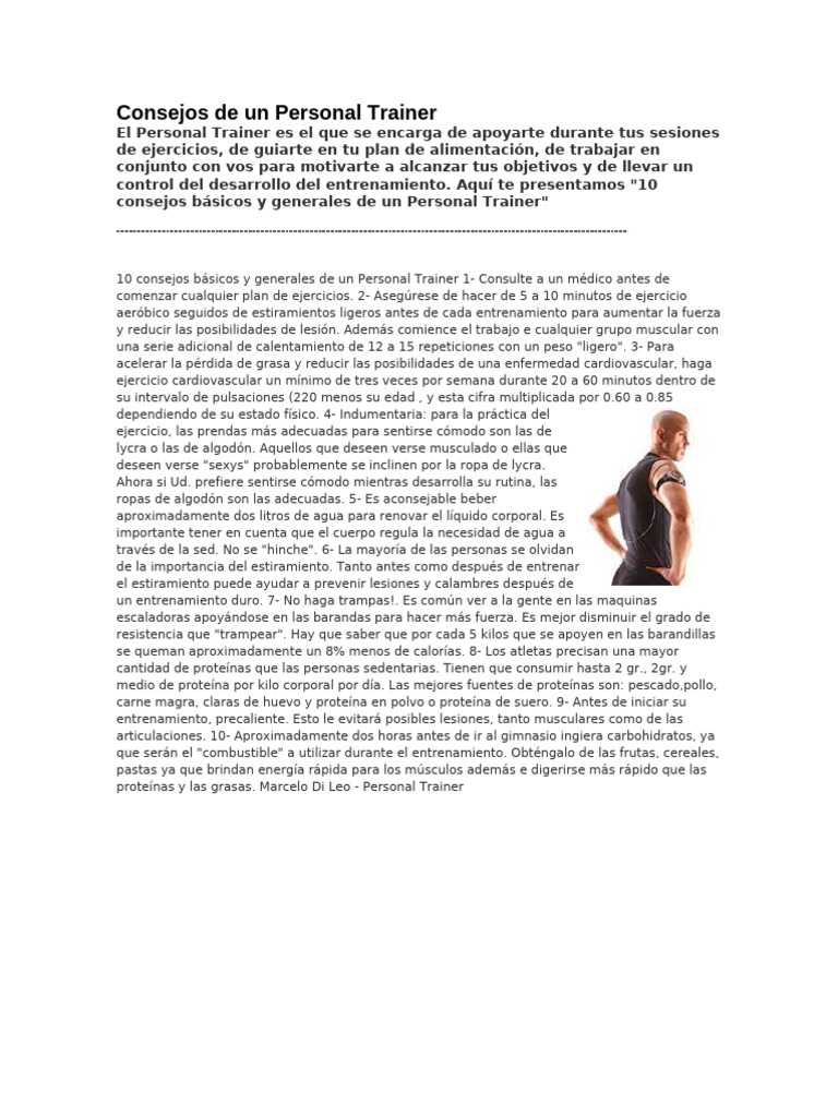 Consejos de Un Personal Trainer | PDF | Ejercicio aerobico