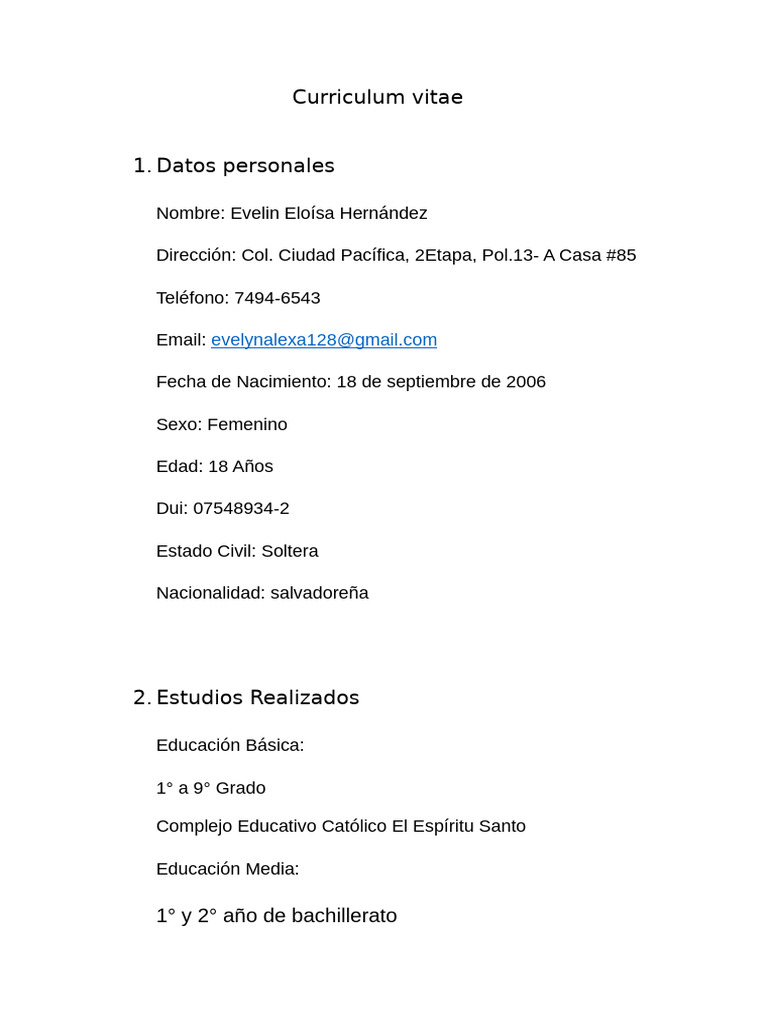 Curriculum Evelin Hernández | PDF