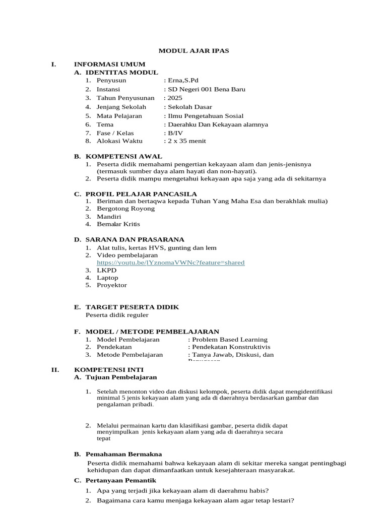 Modul Ajar Ipas Erna | PDF