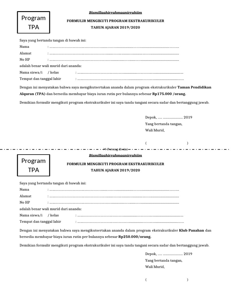 Formulir TPA | PDF