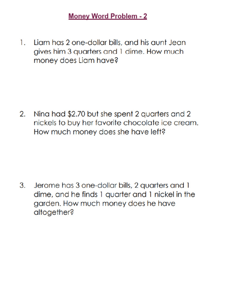 Aarush - Money Word Problem - 2 | PDF