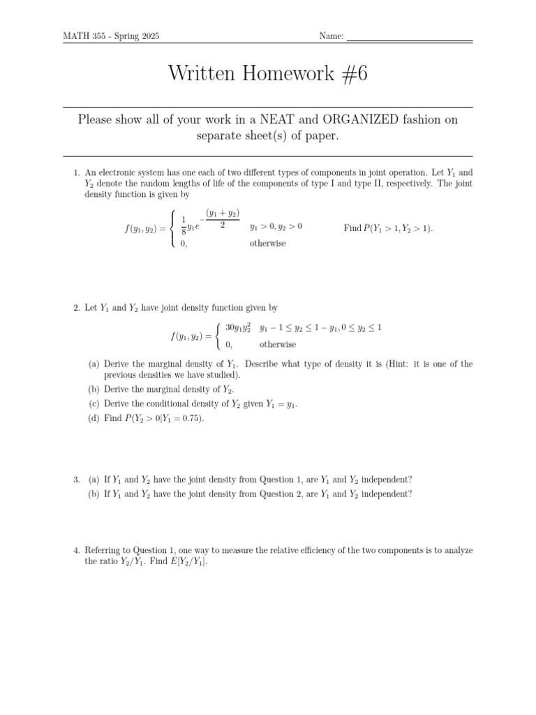 Written Homework Theory of Probability | PDF