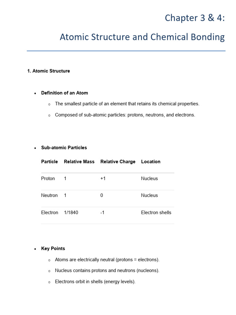 Sec 4 Chemistry - Chapter 3 & 4 Notes | PDF | Ion | Atoms
