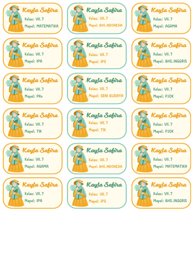 Jingga Hijau Ilustrasi Label Nama Dokumen | PDF