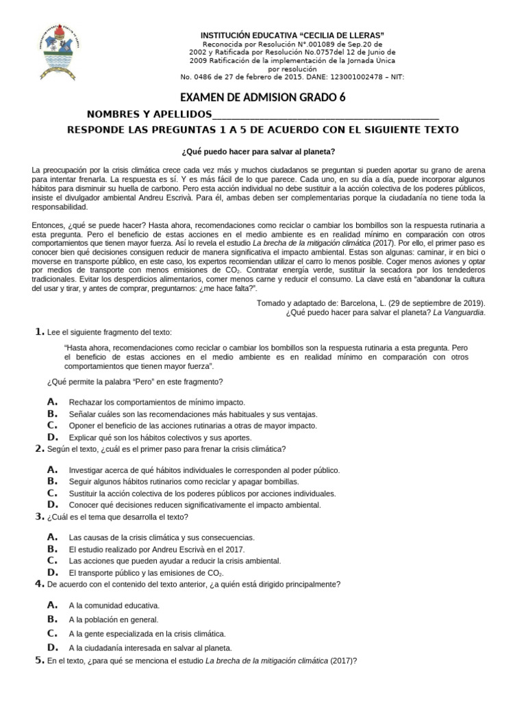 Examen Admi 6 | PDF | Mitigación del cambio climático