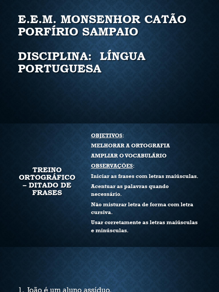 Treino Ortográfio Ditado de Frases | PDF