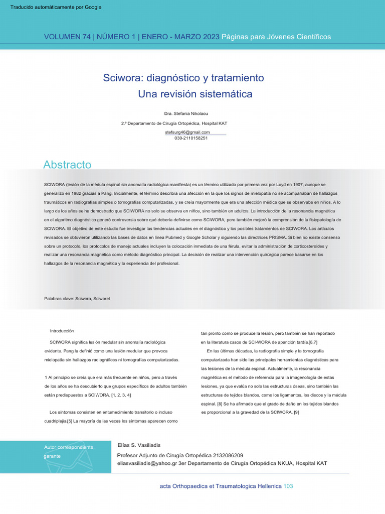 Diagnóstico y tratamiento de SCIWORA | PDF | Imagen de resonancia ...