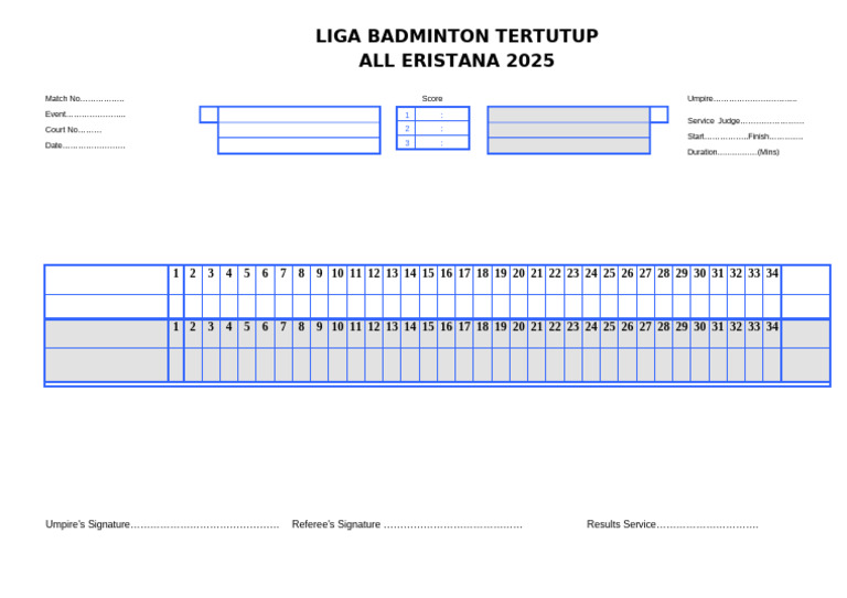 Scoresheet Badminton | PDF