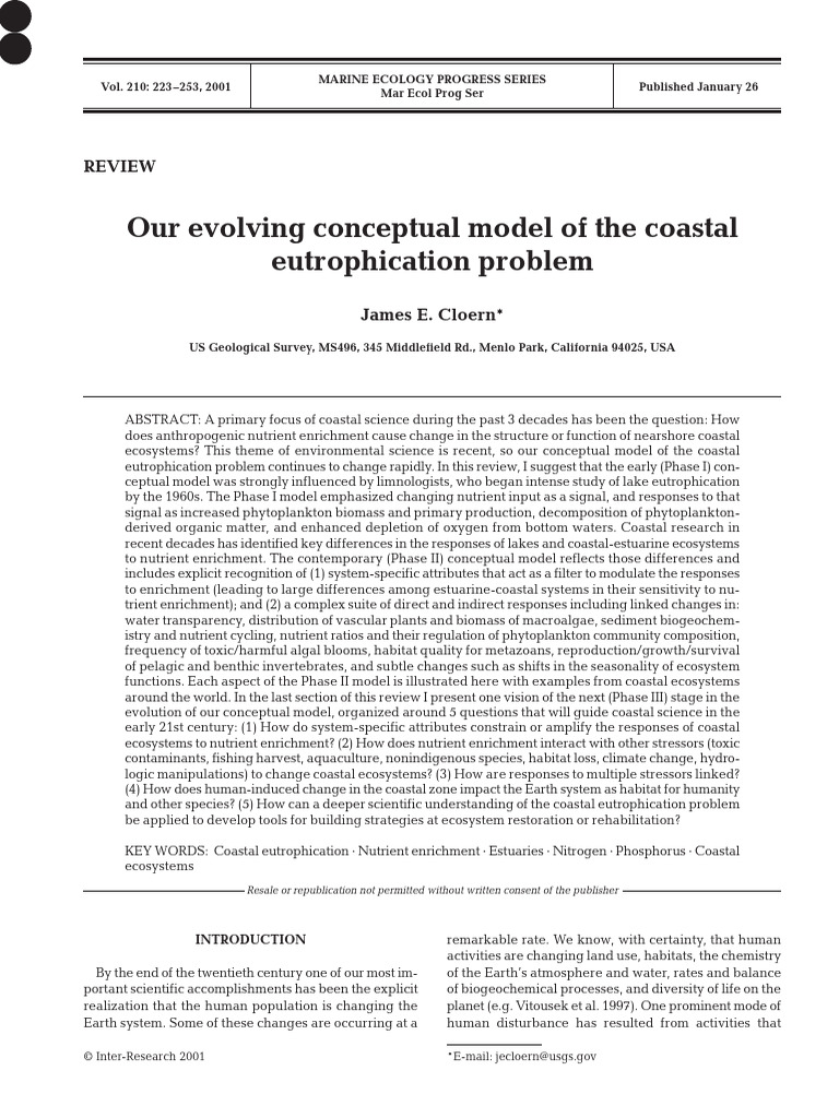 Coastal Eutrophication: Evolving Models | PDF | Eutrophication | Estuary