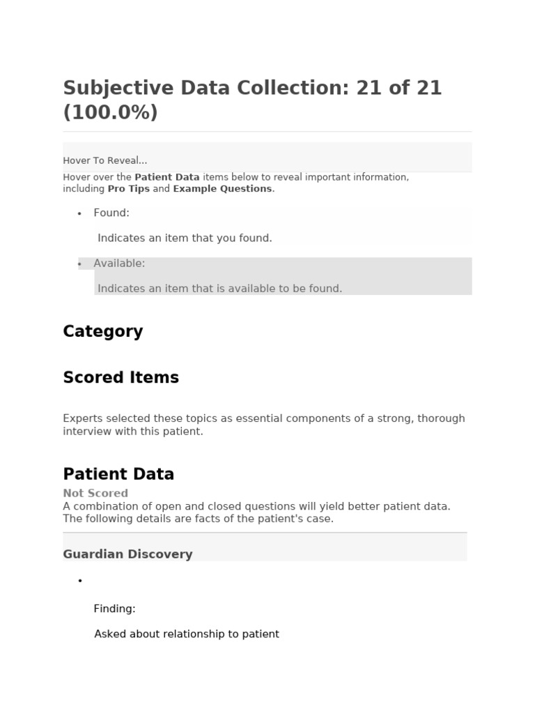 Subjective Data on Maya Parker's Ear Pain | PDF | Medical Diagnosis ...