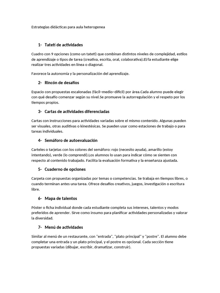 Estrategias Didácticas para Aula Heterogenea | PDF | Aprendizaje ...