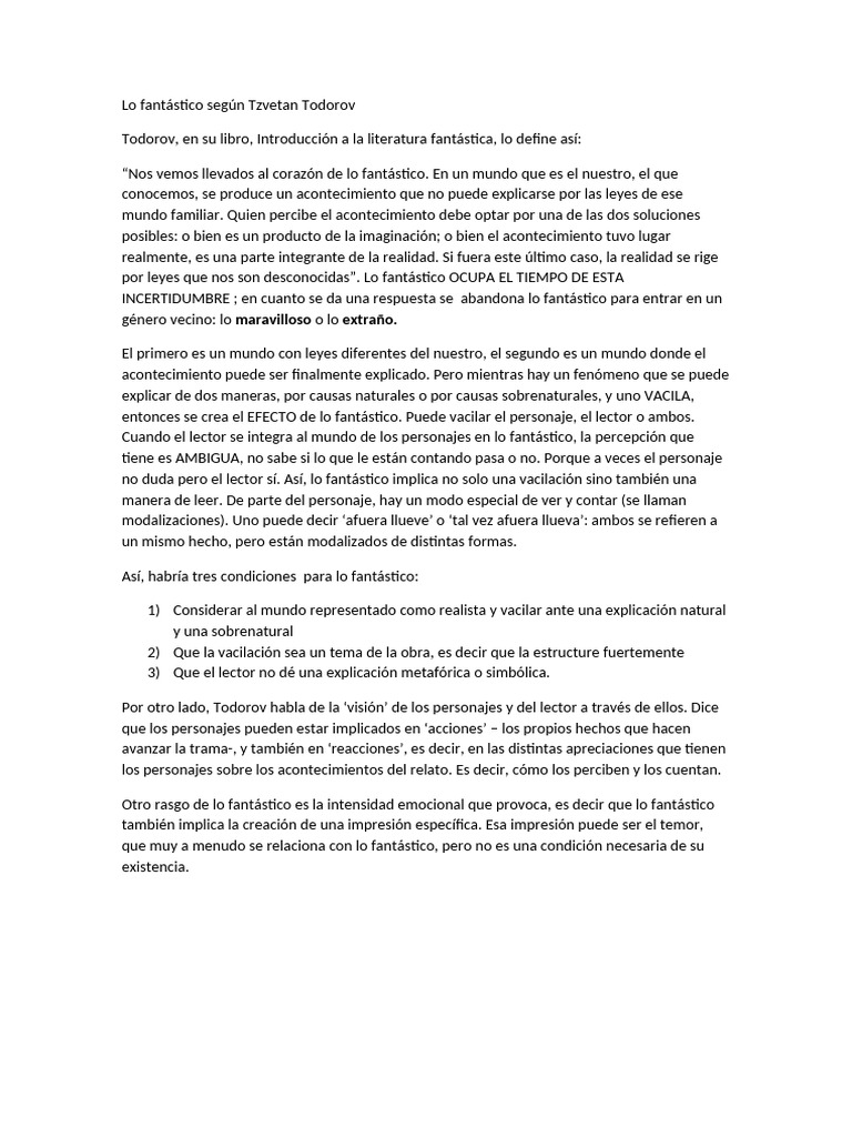 Lo fantástico según Todorov: Definición y Claves | PDF | Fantasía