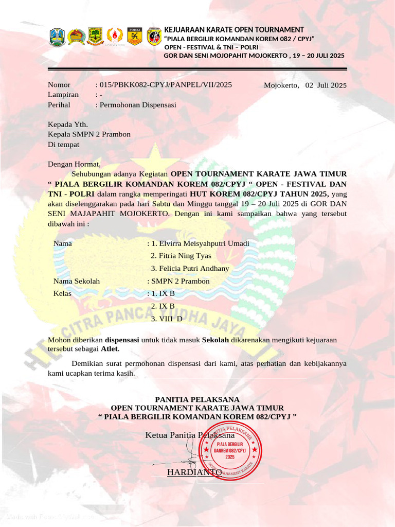 Surat Permohonan Dispensasi | PDF