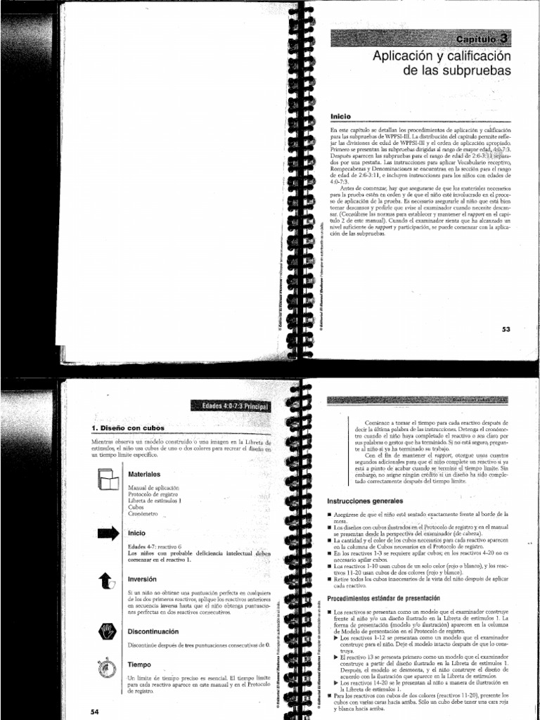 WPPSI-III. Manual de Aplicacion | PDF