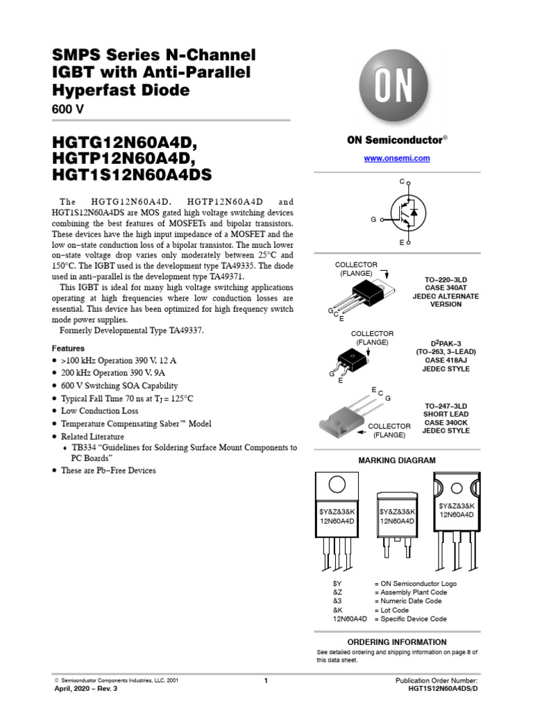 SMPS Series N-Channel IGBT With Anti-Parallel Hyperfast Diode | PDF ...
