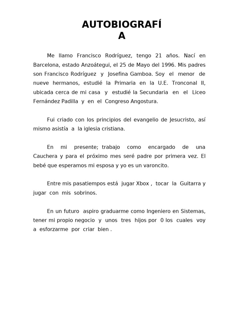 AUTOBIOGRAFÍA | PDF | Autobiografías | Escritura