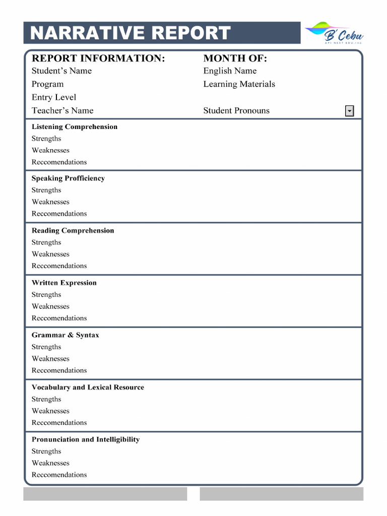 Narrative Report Template v0.1 | PDF