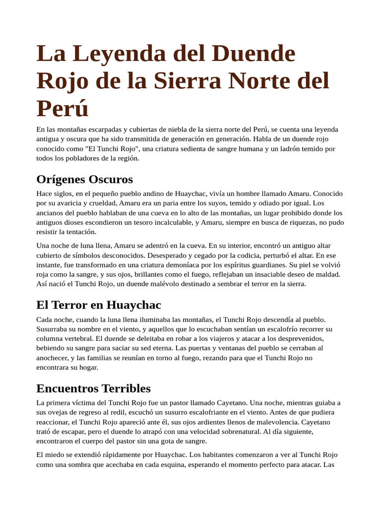 Leyenda del Duende Rojo en Perú | PDF