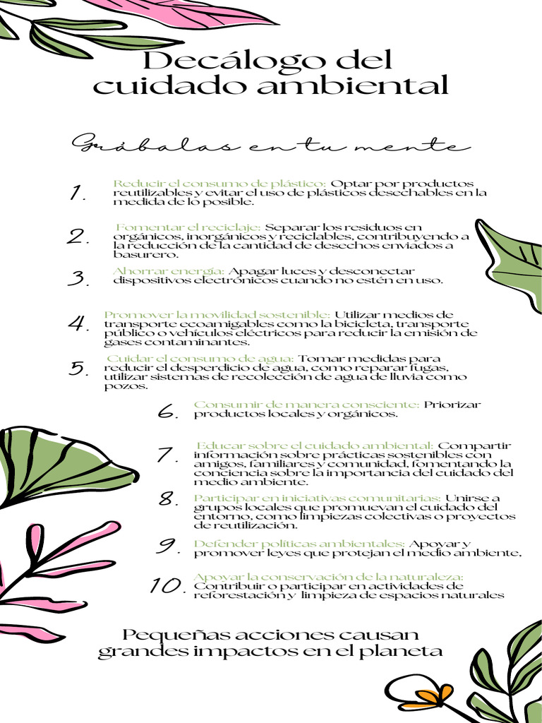 Infografía 10 Tips Delicado Floral Blanco y Verde | PDF