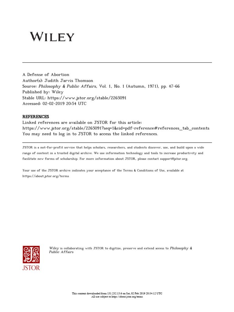 A Defense of Abortion, Thomson | PDF